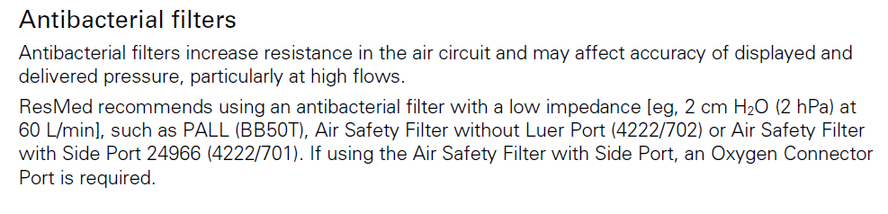 What is the antibacterial filter that compatible with AirSense 10: